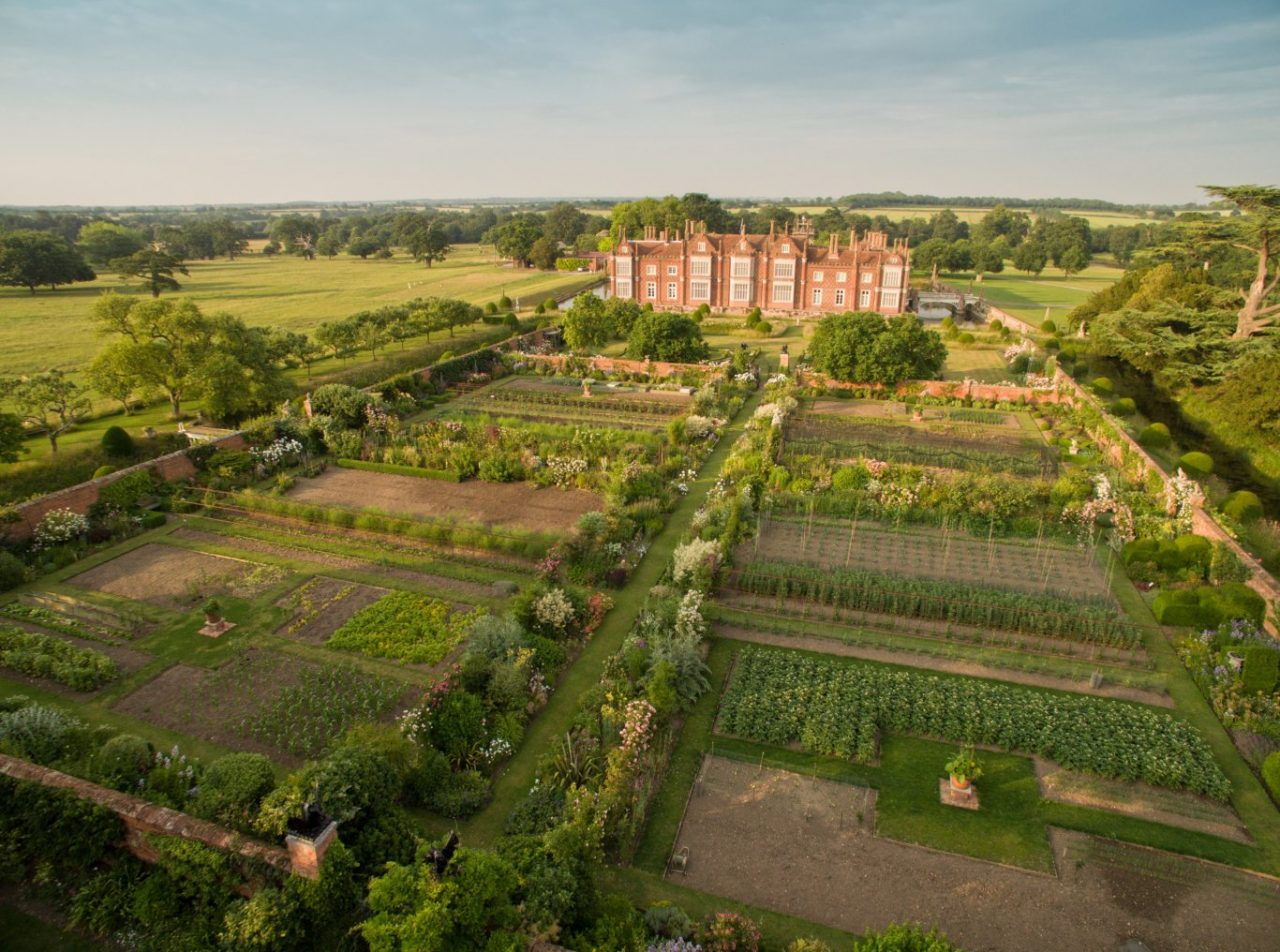 Aerial view of Helming Hall Gardens | Helmingham Hall Gardens